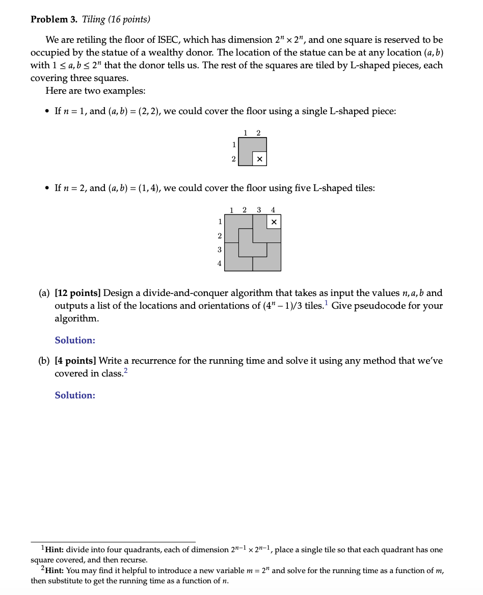 Solved Problem 3. Tiling (16 points) We are retiling the | Chegg.com