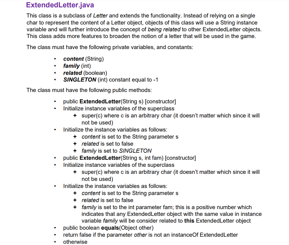 Classes to Implement For this assignment, you must | Chegg.com