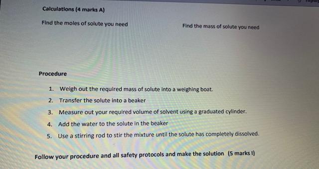 Solved Making Solutions & Dllutions Mini Lab Inquiry /10 | Chegg.com