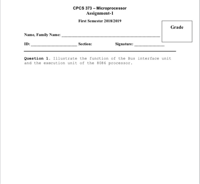 Solved CPCS 373-Microprocessor Assignment-1 First Semester | Chegg.com