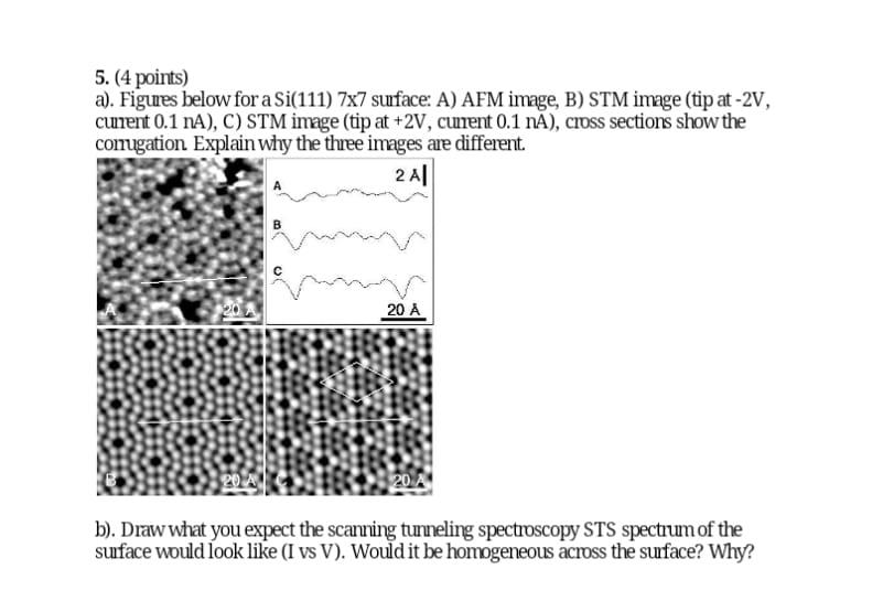 Solved a). Figures below for a Si(111) 7x7 surface: A) AFM | Chegg.com