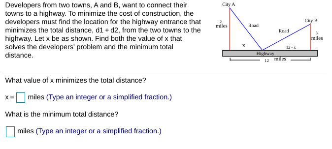 Solved City A City B 2 miles Road Developers from two towns, | Chegg.com