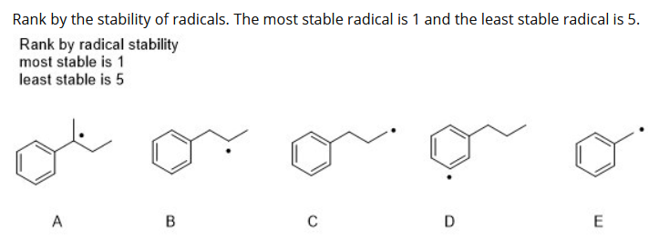 Solved Rank by the stability of radicals. The most stable | Chegg.com
