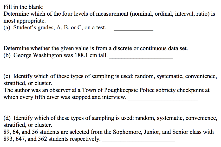Solved Fill In The Blank Determine Which Of The Four Levels