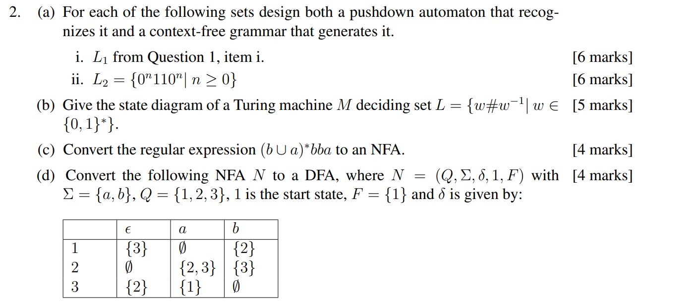 Solved 2. (a) For each of the following sets design both a | Chegg.com