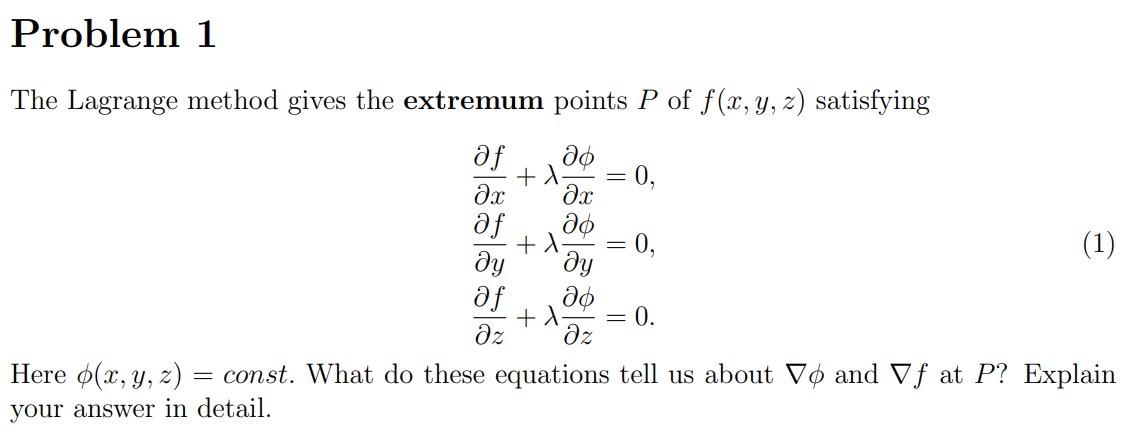 Solved The Lagrange method gives the extremum points P of | Chegg.com