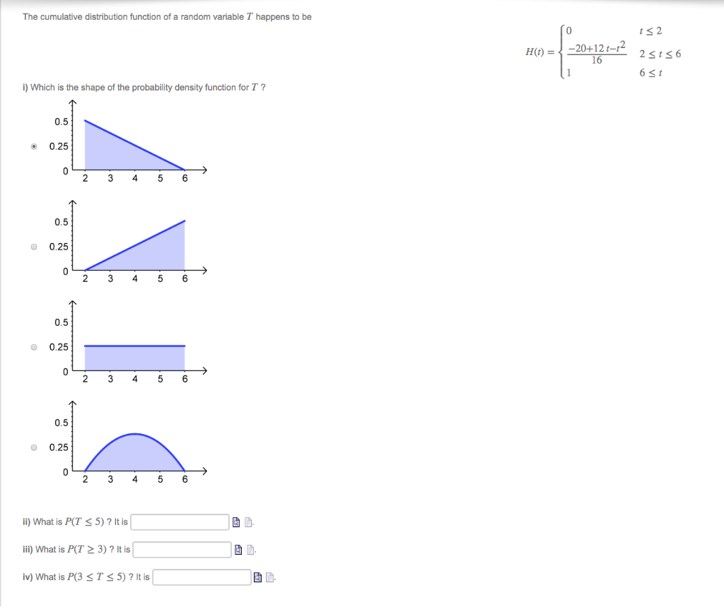 Solved The Cumulative Distribution Function Of A Random