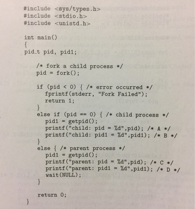 Solved #include #include #include int main) pid.t pid, | Chegg.com
