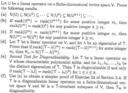 Solved Let U be a linear operator on a finite-dimensional | Chegg.com