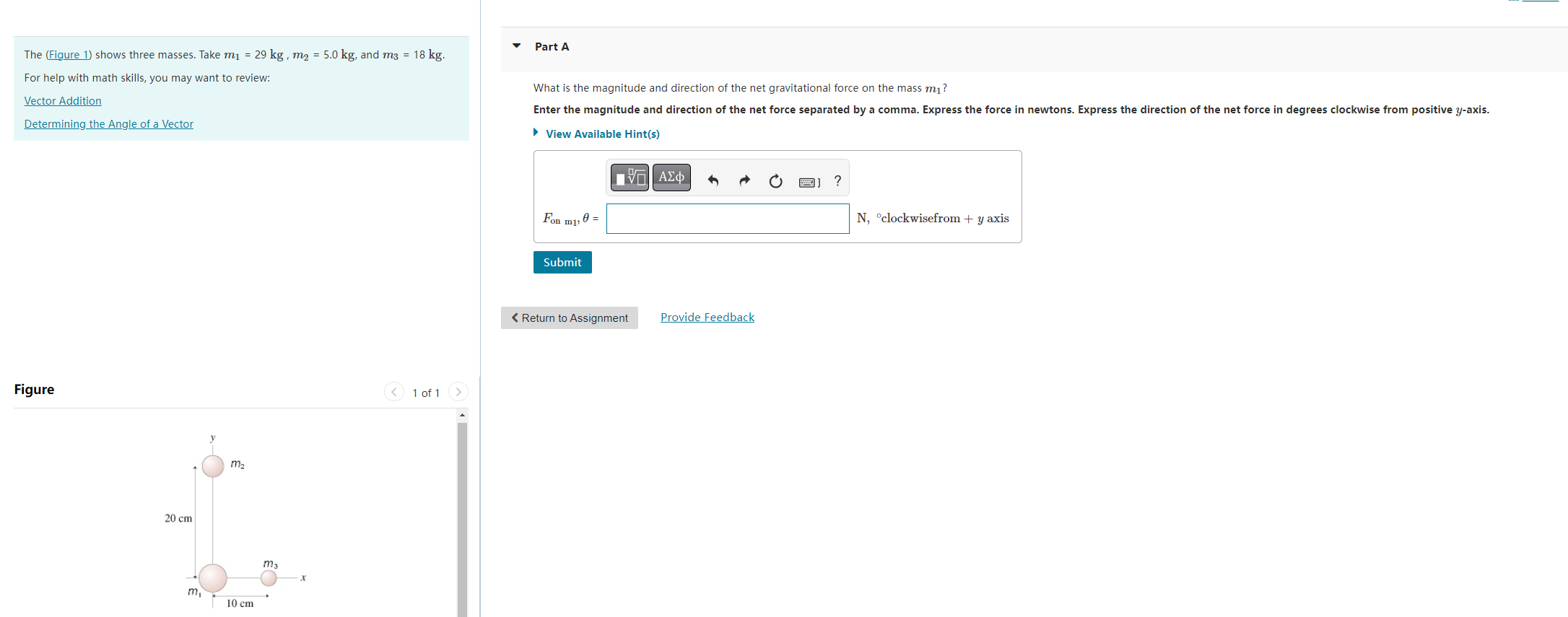 Solved The (Figure 1) shows three masses. Take m1=29 | Chegg.com