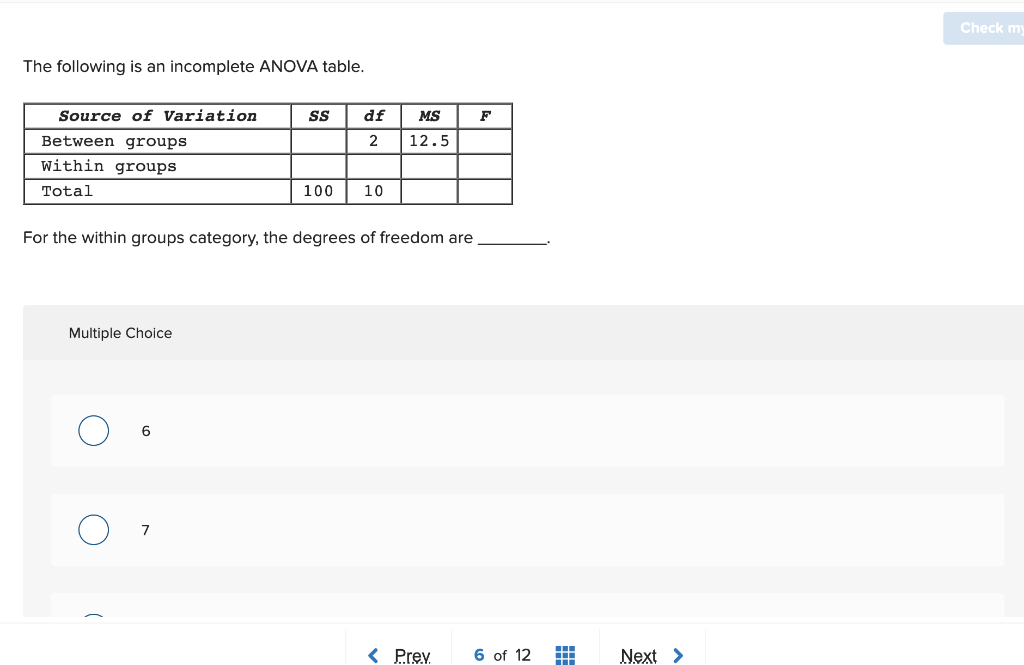 Solved Check m The following is an incomplete ANOVA table. | Chegg.com