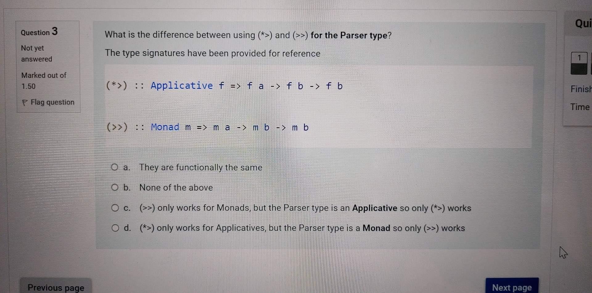 Solved What is the difference between using (∗>) and (>>) | Chegg.com