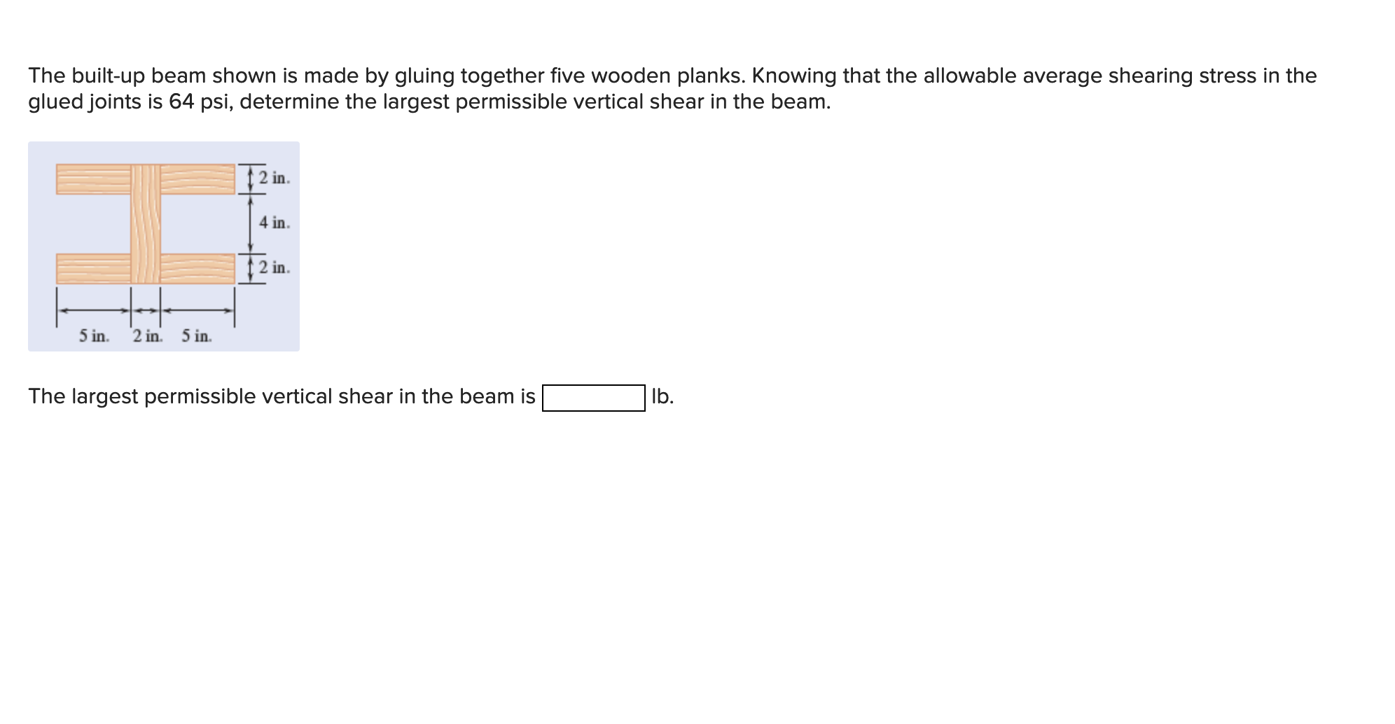 Solved The built-up beam shown is made by gluing together | Chegg.com