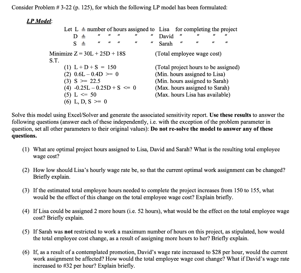 Solved Consider Problem #3-22 (p. 125), for which the | Chegg.com