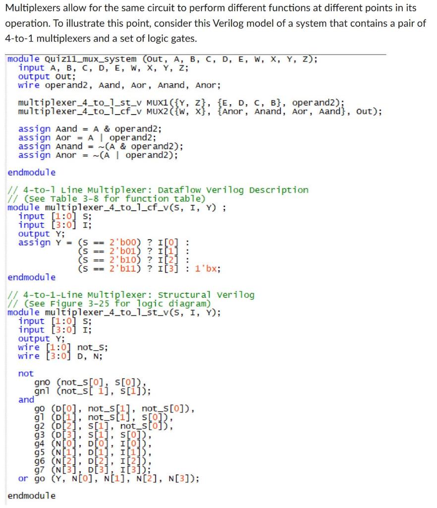 Solved Multiplexers allow for the same circuit to perform | Chegg.com