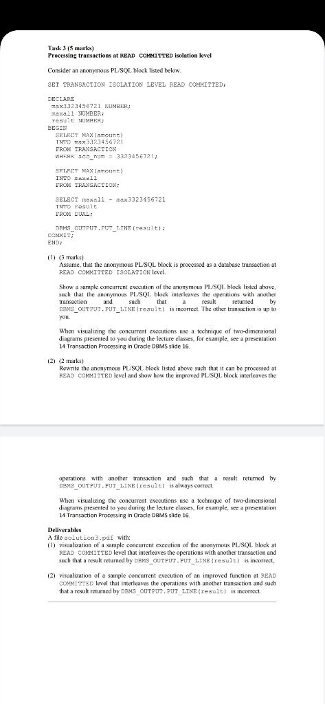 Task 3 5 Marks Processing Transactions At Read 