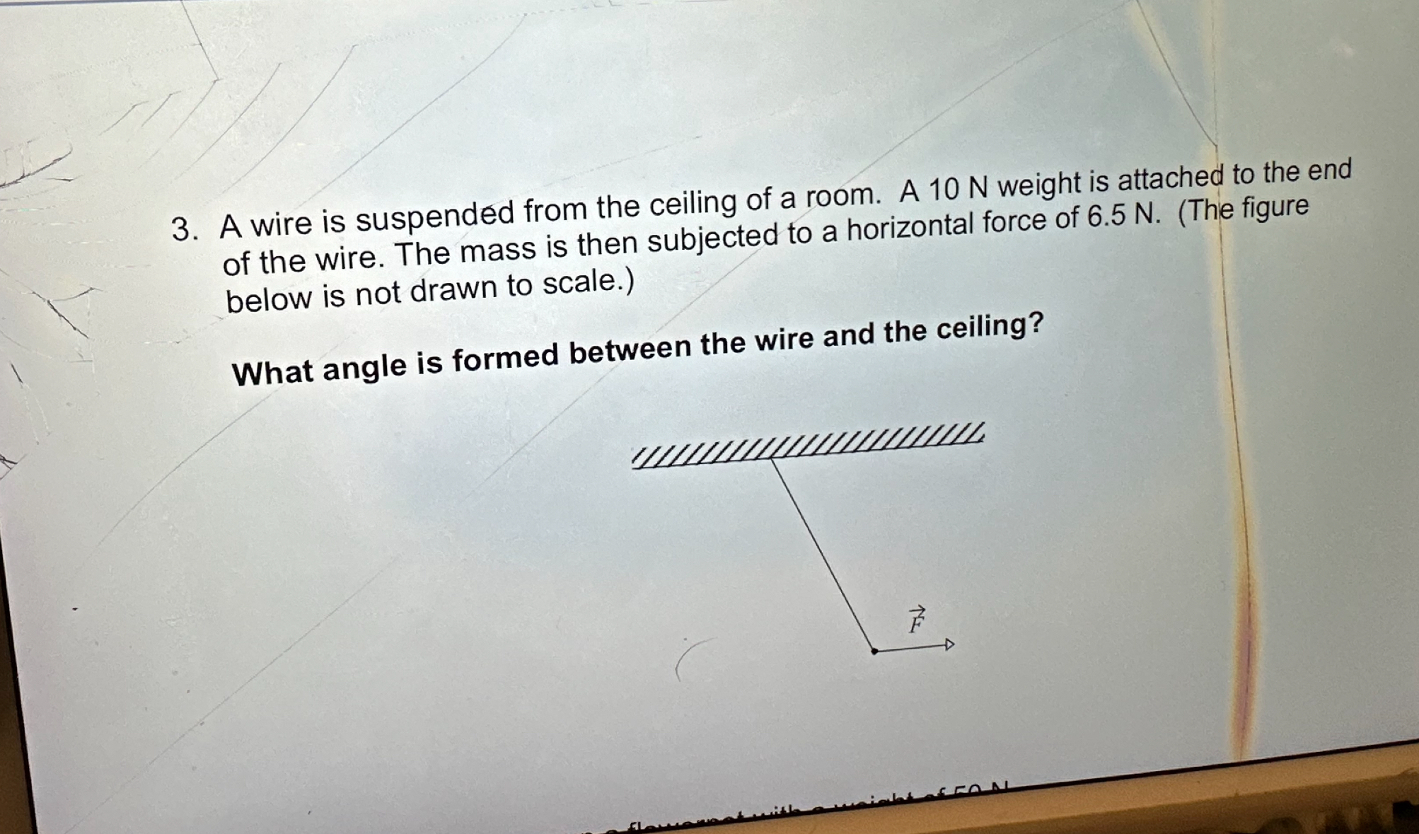Solved 3. A wire is suspended from the ceiling of a room. A | Chegg.com