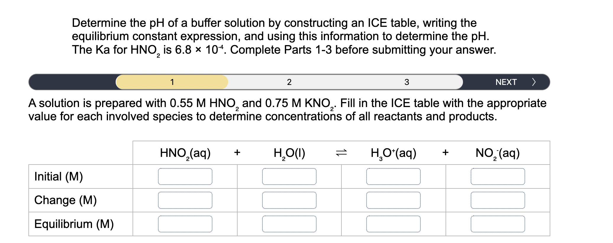 Solved Determine the pH of a buffer solution by constructing | Chegg.com