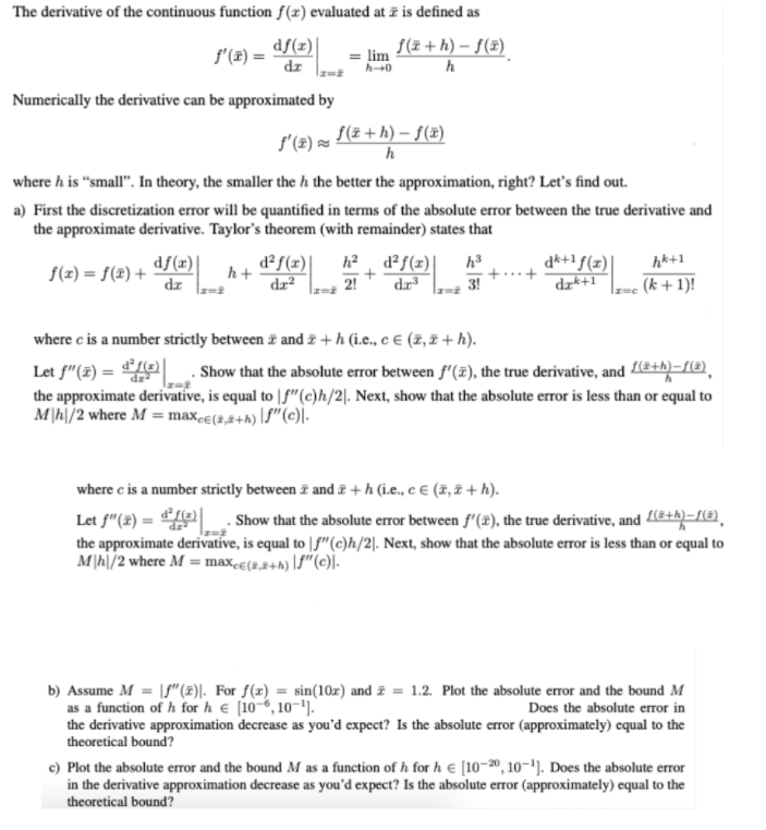 Solved dz 10 The derivative of the continuous function f(x) | Chegg.com