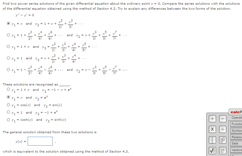 Solved Find two power series solutions of the given | Chegg.com