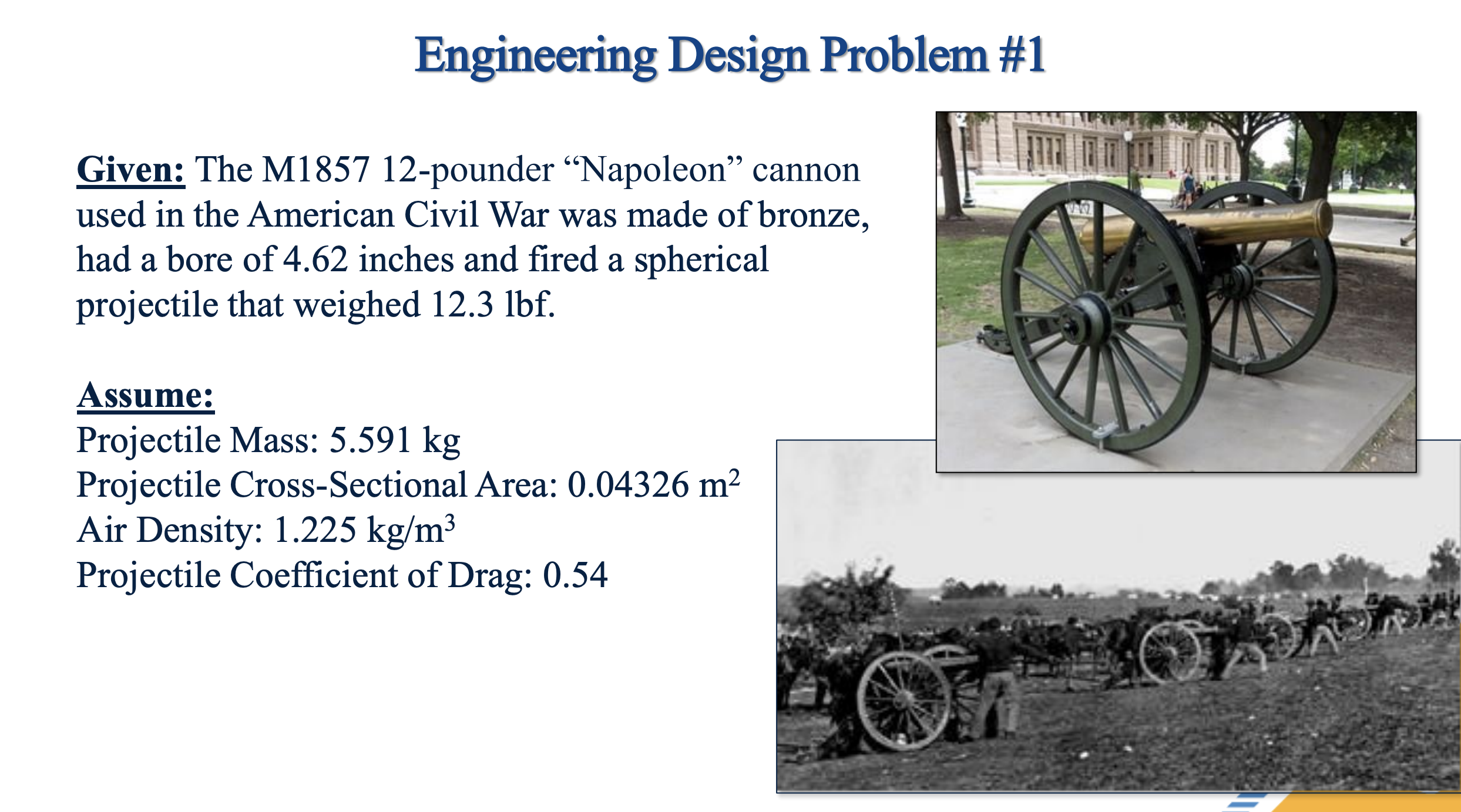 Solved Engineering Design Problem \#1 Given: The M1857 | Chegg.com