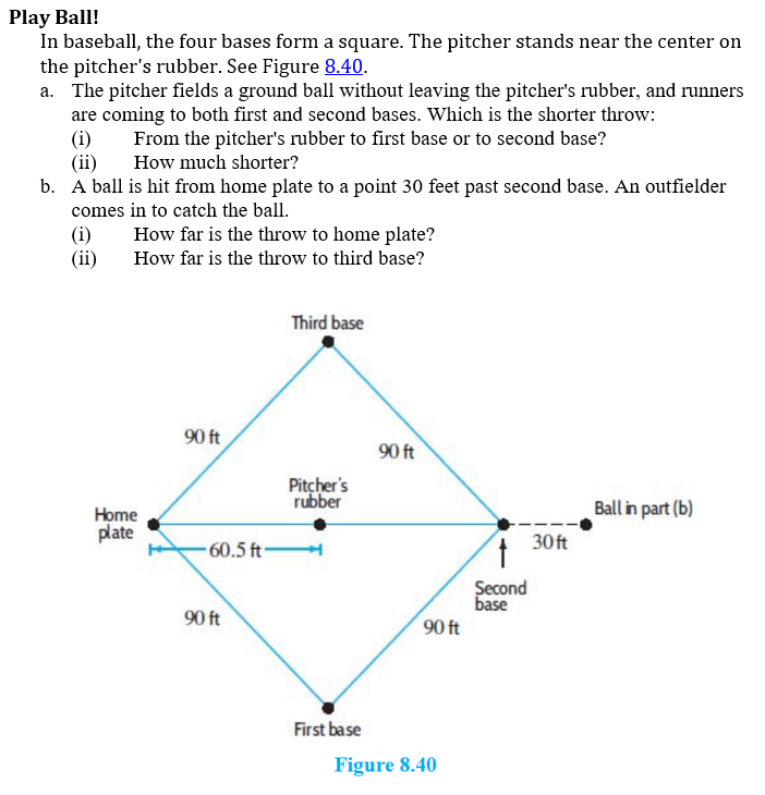 Solved Play Ball! In baseball, the four bases form a square. | Chegg.com