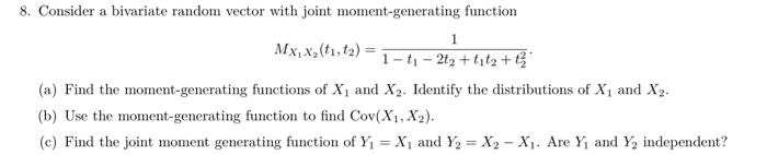 Solved 8. Consider a bivariate random vector with joint | Chegg.com