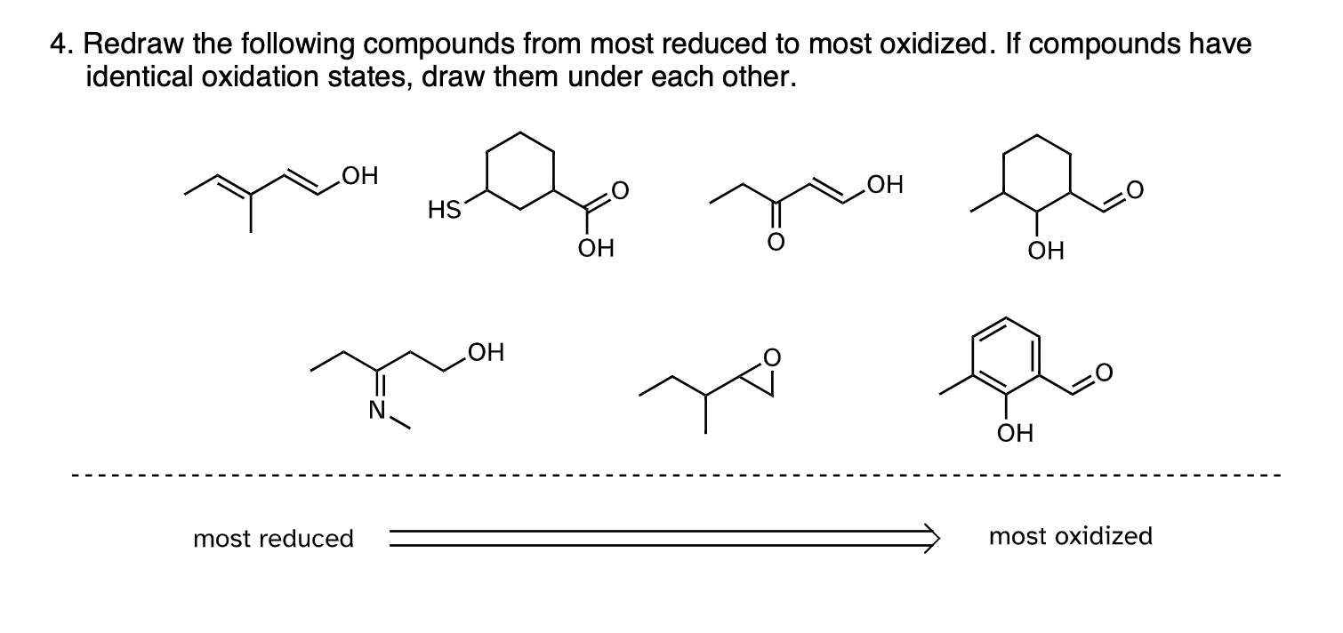 Solved Redraw the following compounds from most reduced to | Chegg.com