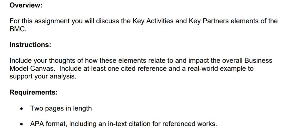Solved Please help. BMC stands for Business Model Canvas; I | Chegg.com