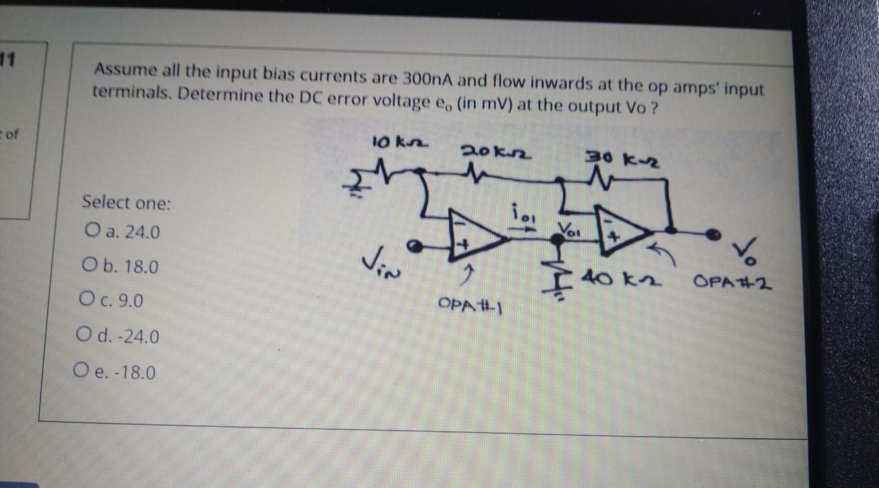 Solved Assume all the input bias currents are 300nA and flow | Chegg.com