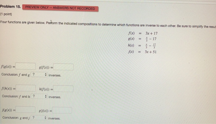 Solved Problem 13. PREVIEW ONLY ANSWERS NOT RECORDED (1 | Chegg.com