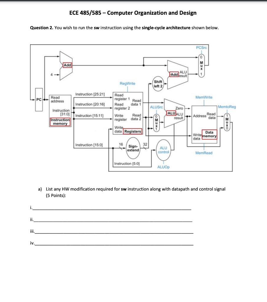 Solved ECE 485/585 - Computer Organization and Design | Chegg.com