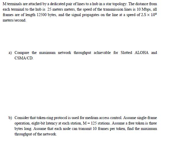 Solved M terminals are attached by a dedicated pair of lines | Chegg.com