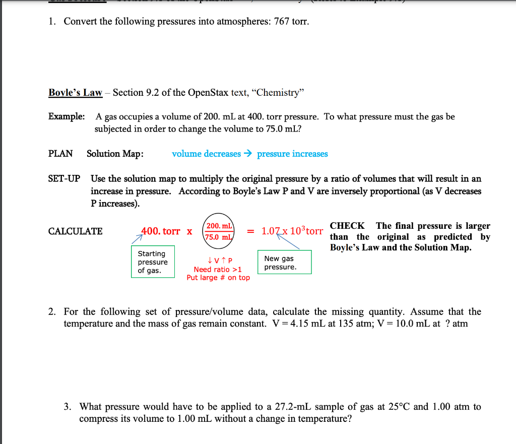 Solved 9. A gas has a volume of 0.500 L at 786 mmHg and | Chegg.com