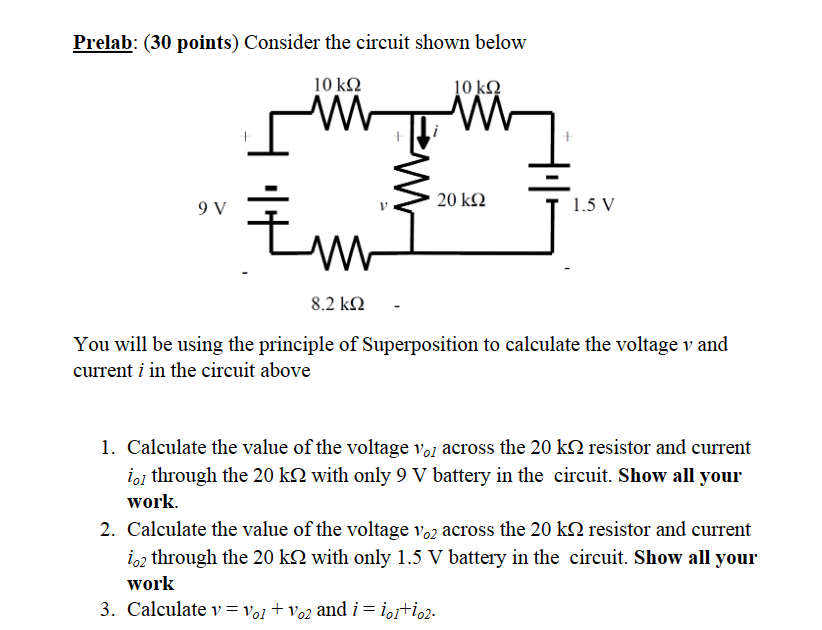 Solved Prelab: (30 points) Consider the circuit shown below | Chegg.com