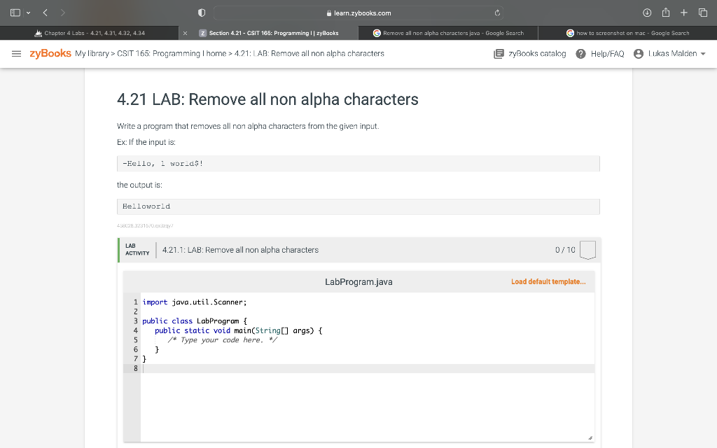 Solved \begin{tabular}{l|l} LAB & 4.21.1: LAB: Remove all | Chegg.com