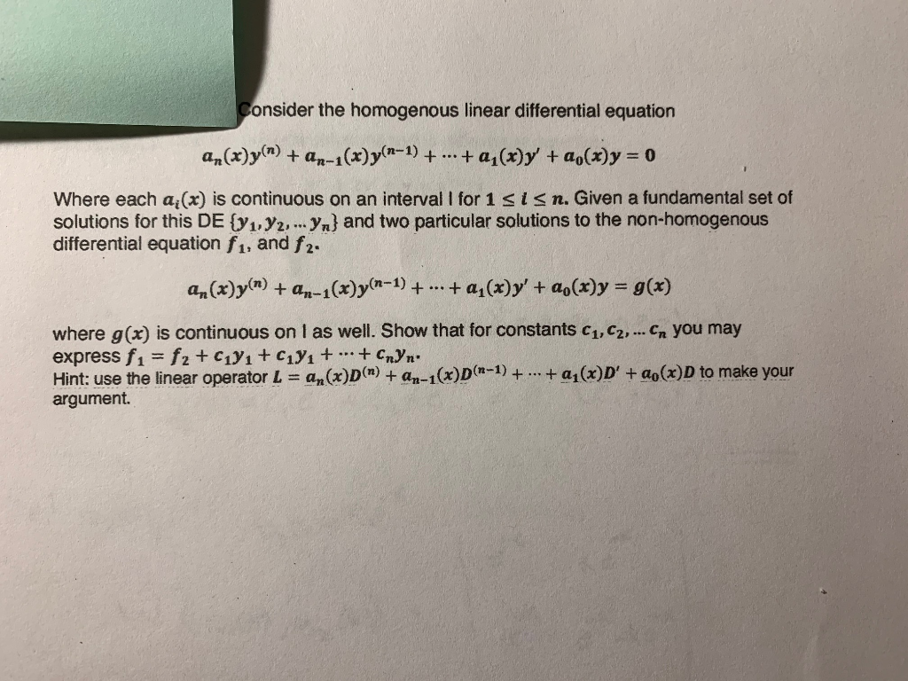 Solved Consider the homogenous linear differential equation | Chegg.com