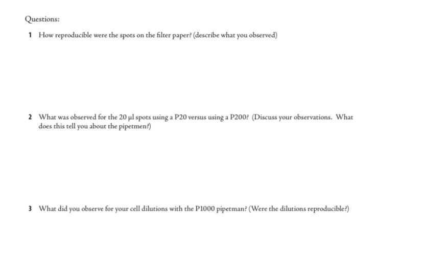 Questions: 1 How reproducible were the spots on the | Chegg.com