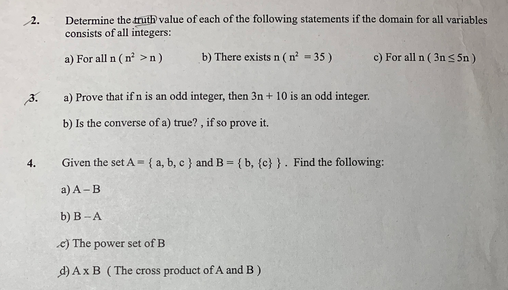 Solved 2. Determine the truth value of each of the following | Chegg.com