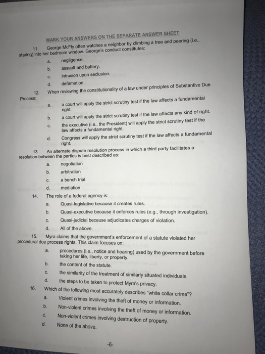 Solved Multiple Choice MARK YOUR ANSWERS ON THE SEPARATE | Chegg.com