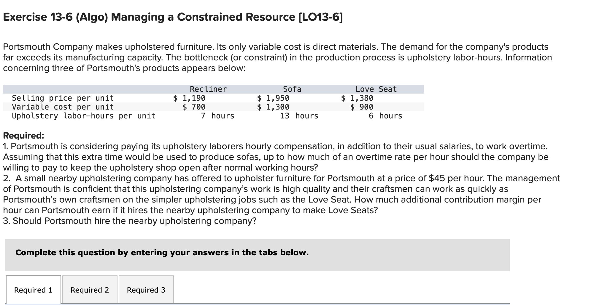 Solved Exercise 13-6 (Algo) Managing a Constrained Resource | Chegg.com