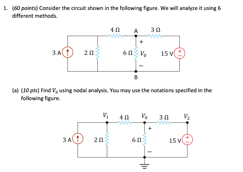 Solved 1. (60 points) Consider the circuit shown in the | Chegg.com
