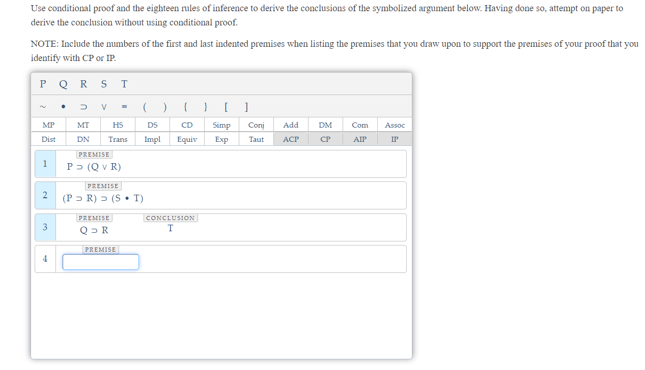 Solved Use conditional proof and the eighteen rules of | Chegg.com