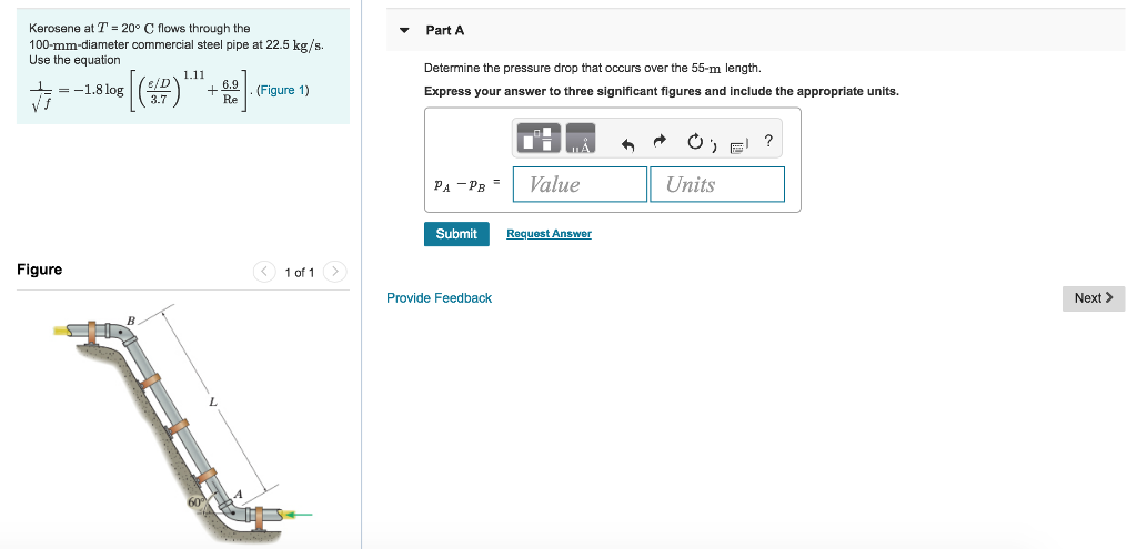 Solved Kerosene at T = 20∘C flows through the | Chegg.com