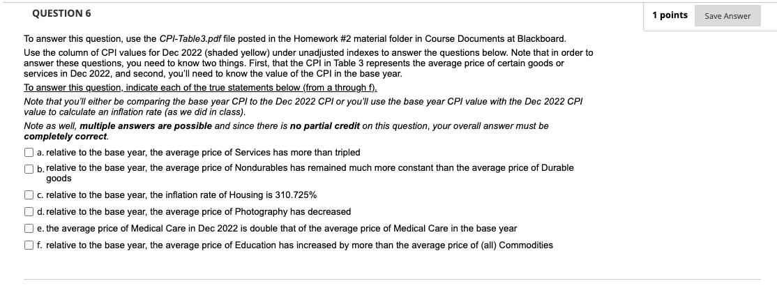 Solved To answer this question, use the CPI-Table3.pdf file | Chegg.com
