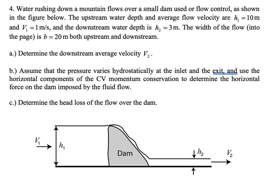 4. Water rushing down a mountain flows over a small | Chegg.com