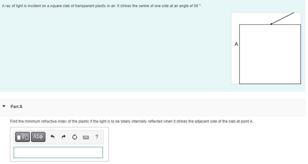Solved A ray of light is incident on a square slab of | Chegg.com
