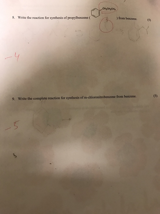 Solved Write the reaction for synthesis of propylbenzene () | Chegg.com Solved Write the reaction for synthesis of propylbenzene () | Chegg.com