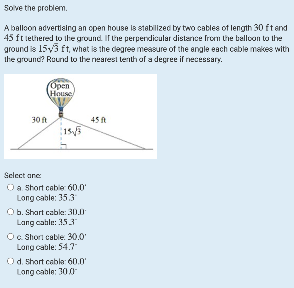 Solved Solve the problem. A balloon advertising an open | Chegg.com