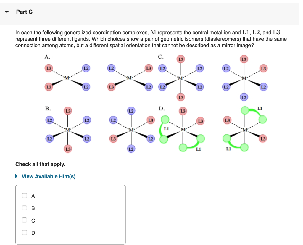 Solved Part A From the following pairs of coordination | Chegg.com